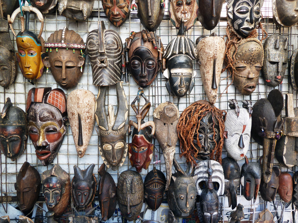 Masks and headdresses art from Sub-Saharan black Africa