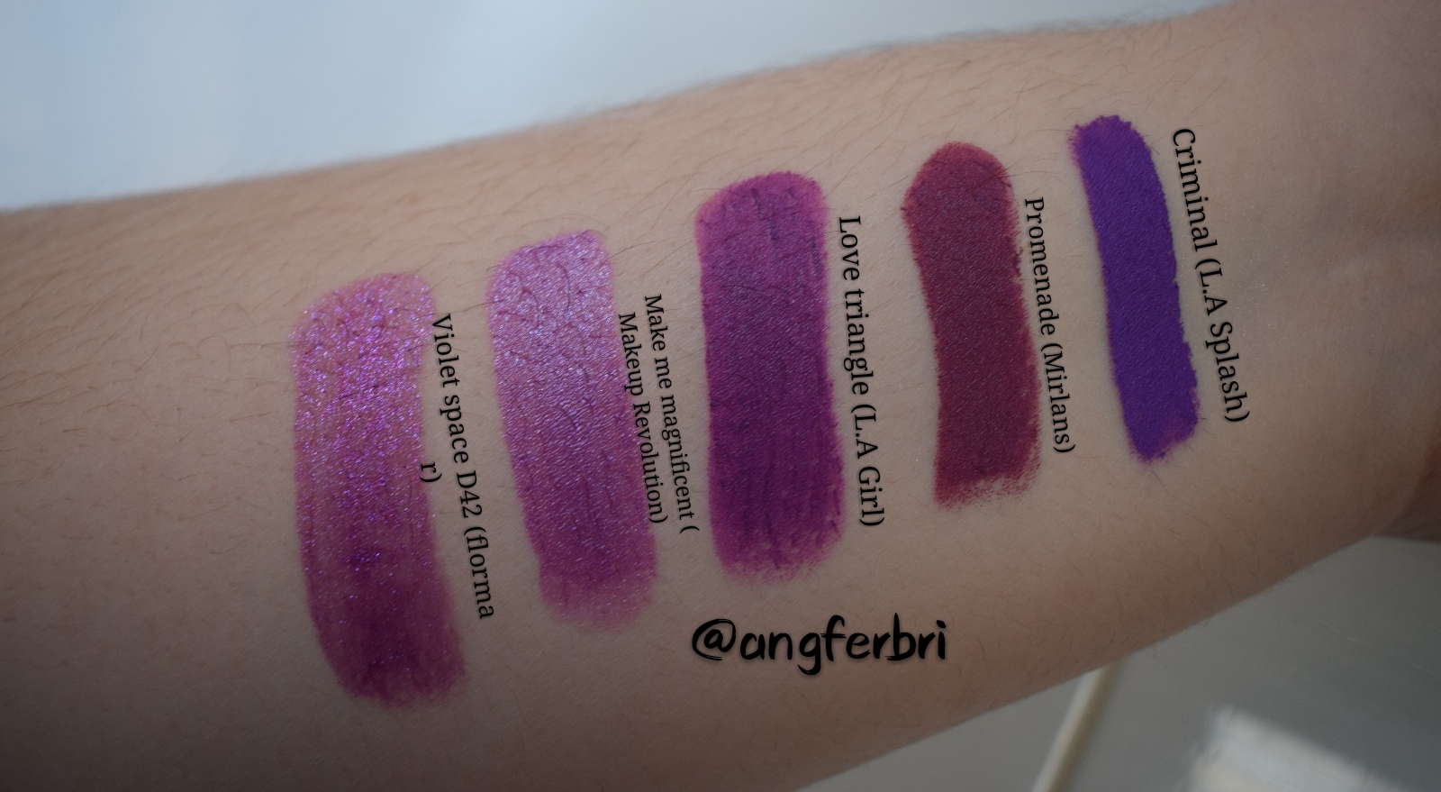 Angferbri: MIS LABIALES MORADOS (COLECCIÓN DE MAQUILLAJE 2017) SWATCHES