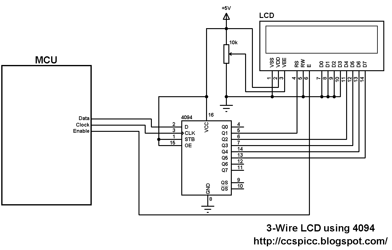 3-Wire LCD driver for CCS PIC C compiler