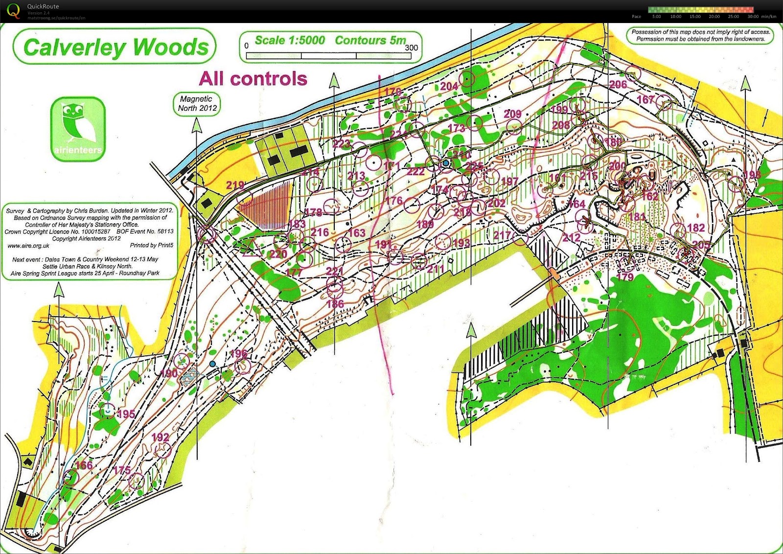 Orientēšanās kartes: Calverley Woods (Bradford)