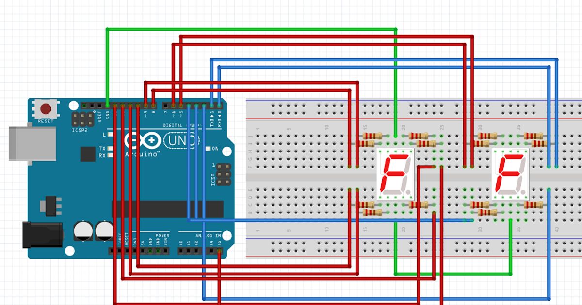 Arduino基本實習操作:七段顯示器計1數到60