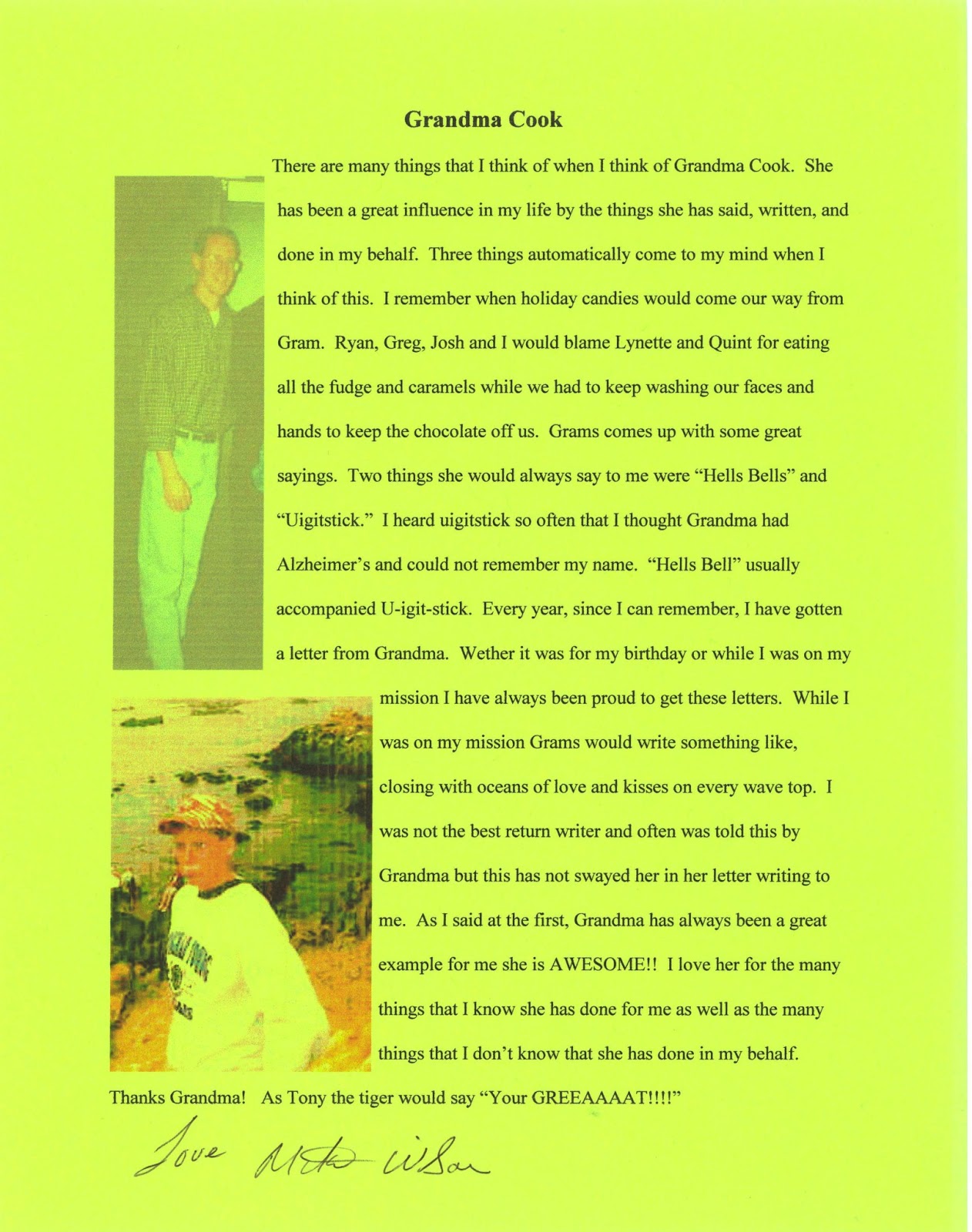 Cook Family History: Michael Brent Wilson's Tribute