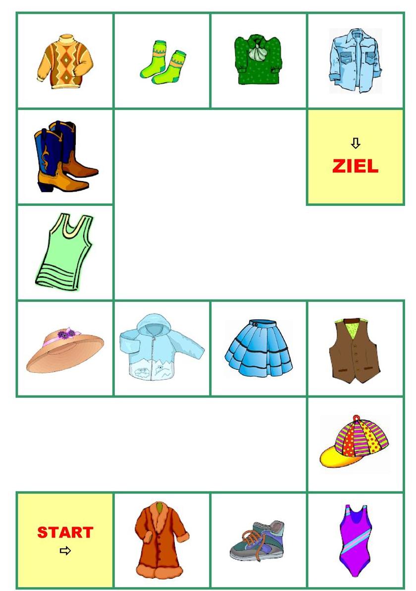 Interessantes Deutsch: Kleidung-Brettspiel