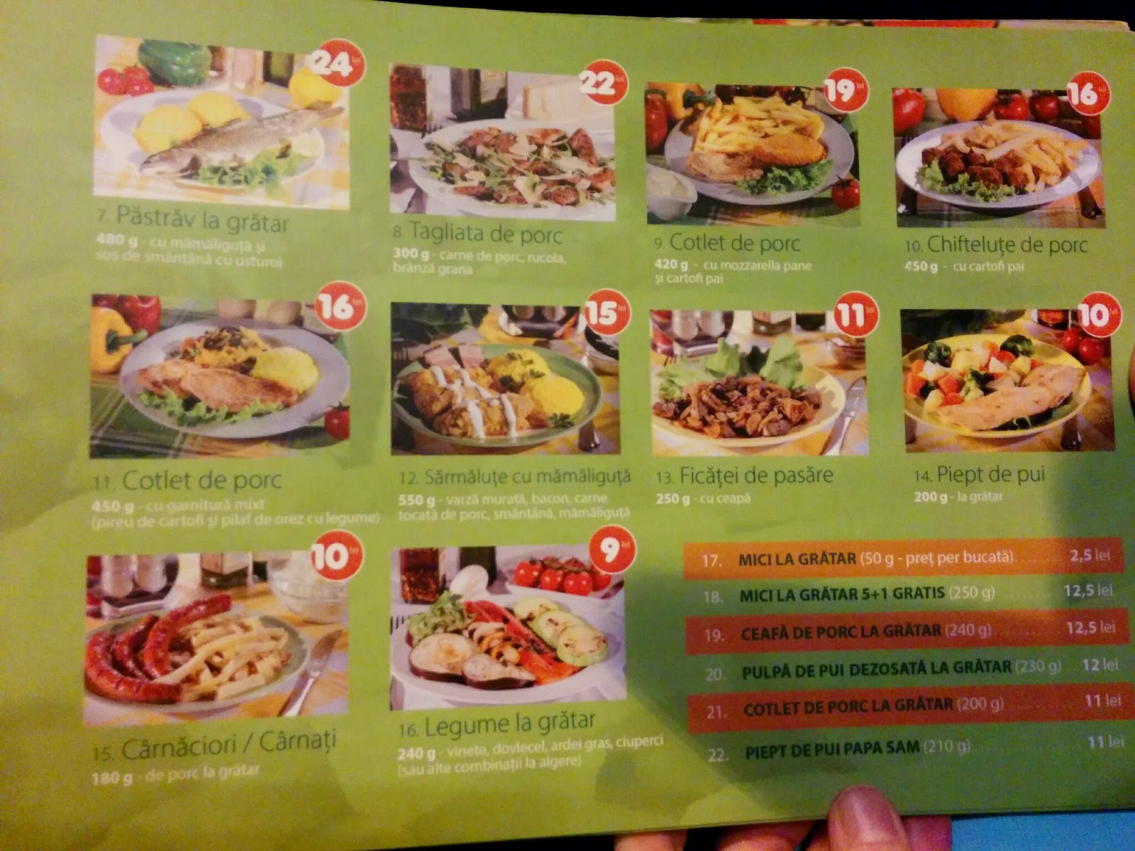 Meniu Restaurant Papa Sam Timisoara