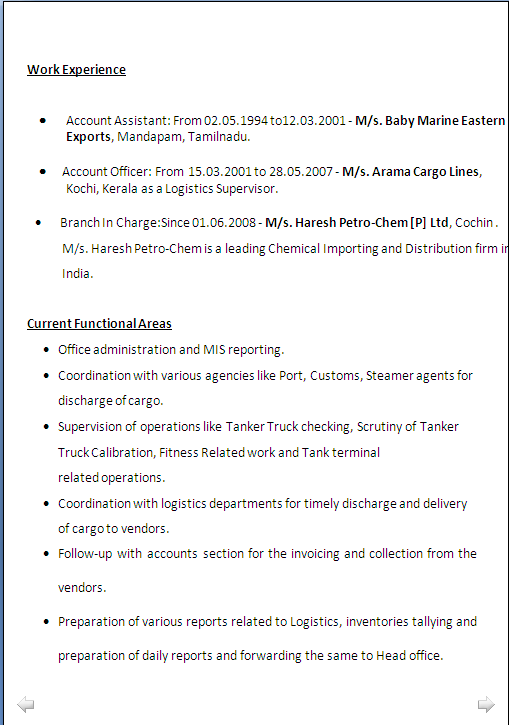 RESUME BLOG CO: Sample of CV: A Commerce graduate having 20 years rich ...