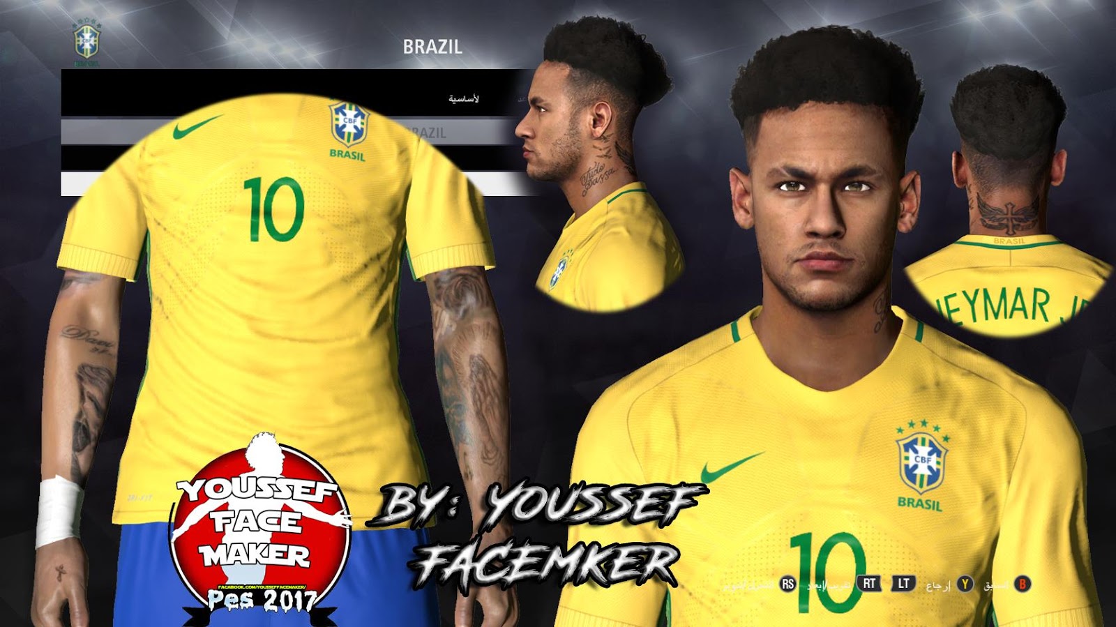pes-modif: PES 2017 Neymar Jr Face (Two Version with tattoo and without ...