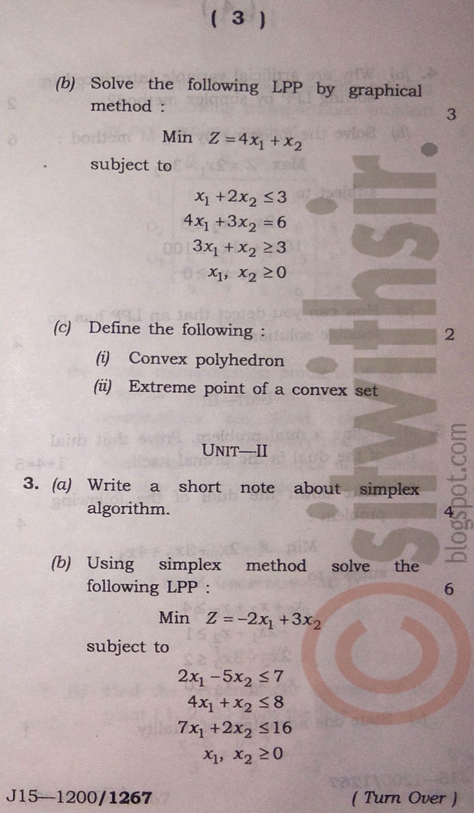 Mathematics (pass) 6th sem question paper 2015 Assam University ...