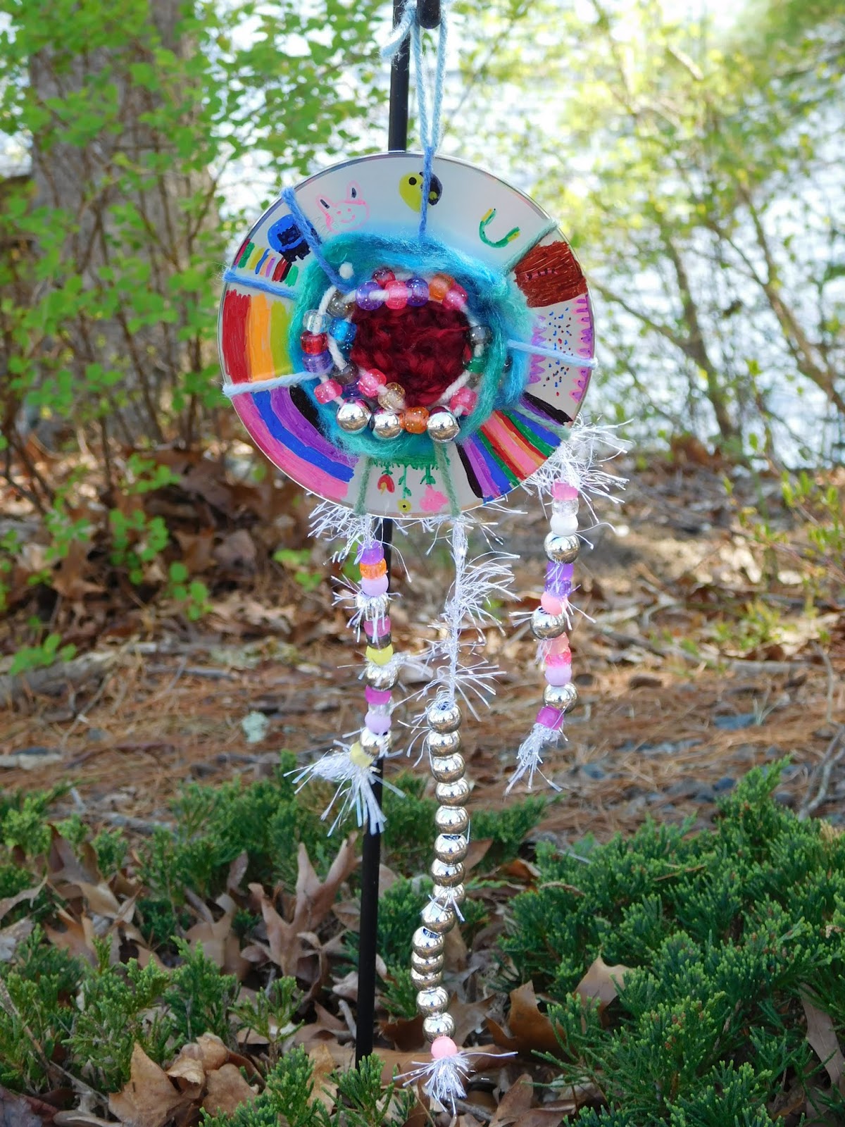 Art Project #86- Woven CD Garden Decorations