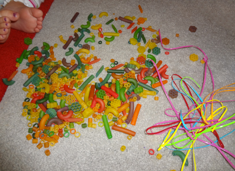 St. Louis Swap: Stringing and Sorting Colored Pasta