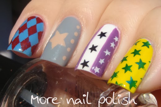 Melbourne Cup nail art - Jockey Silks Skittles ~ More Nail Polish