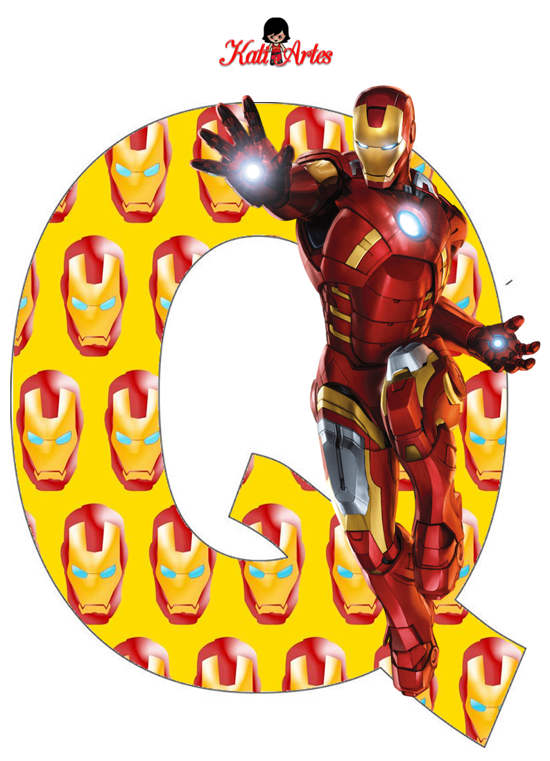 Alfabeto de Iron Man en Fondo Amarillo. - Oh my Alfabetos!