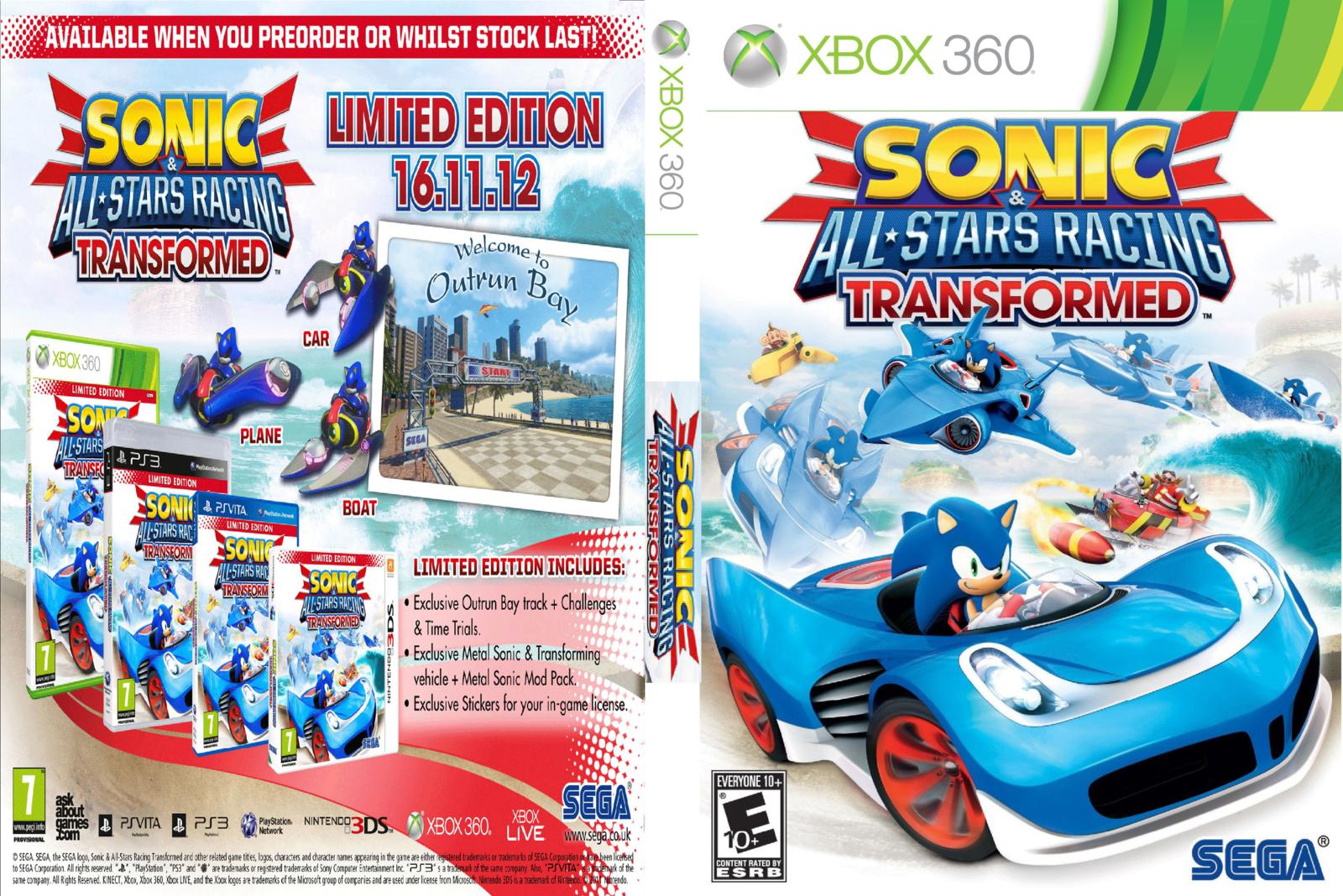 CAPA COVER CARATULA XBOX360 SONIC ALL STARS RACING TRANSFORMED - Capa Scan