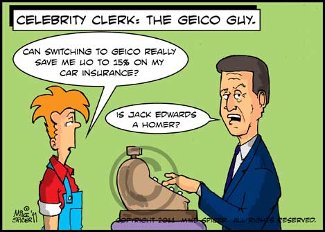 Mike Spicer Cartoonist / Caricaturist.: Geico Guy.Is Jack Edwards a Homer?