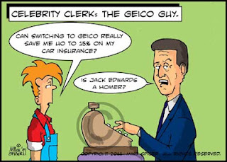 Mike Spicer Cartoonist / Caricaturist.: Geico Guy.Is Jack Edwards a Homer?