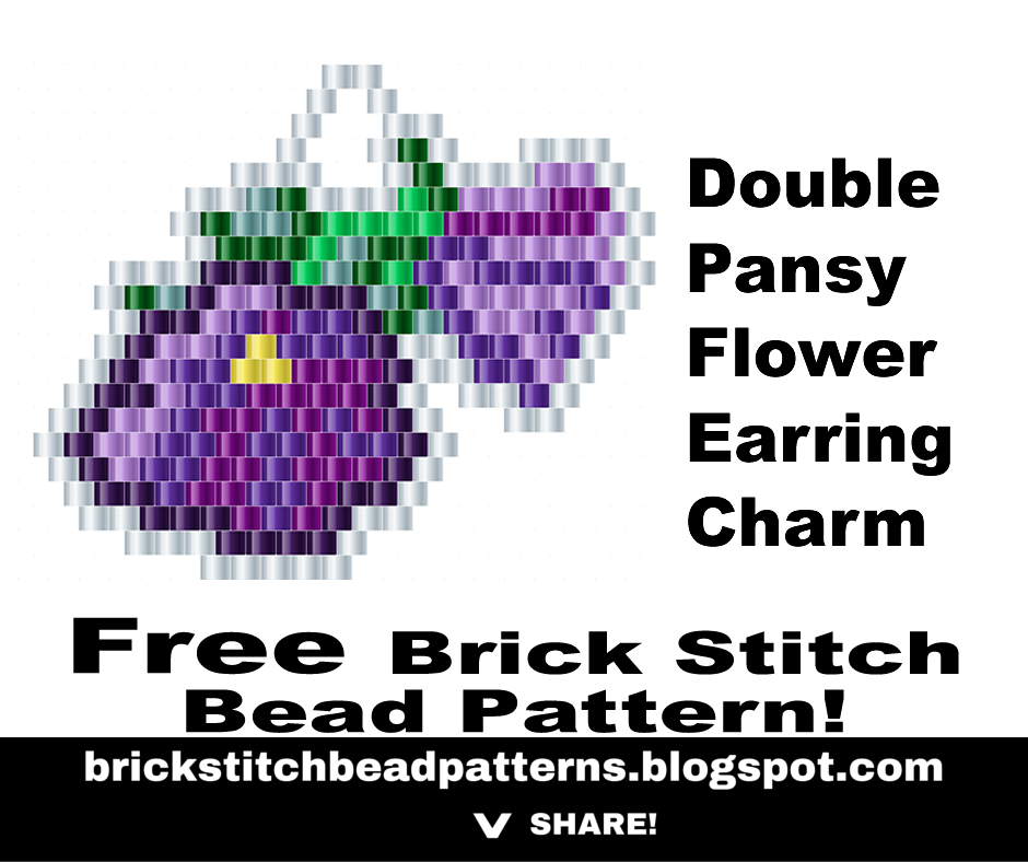 Brick Stitch Bead Patterns Journal: Double Purple Pansy Flower Brick ...