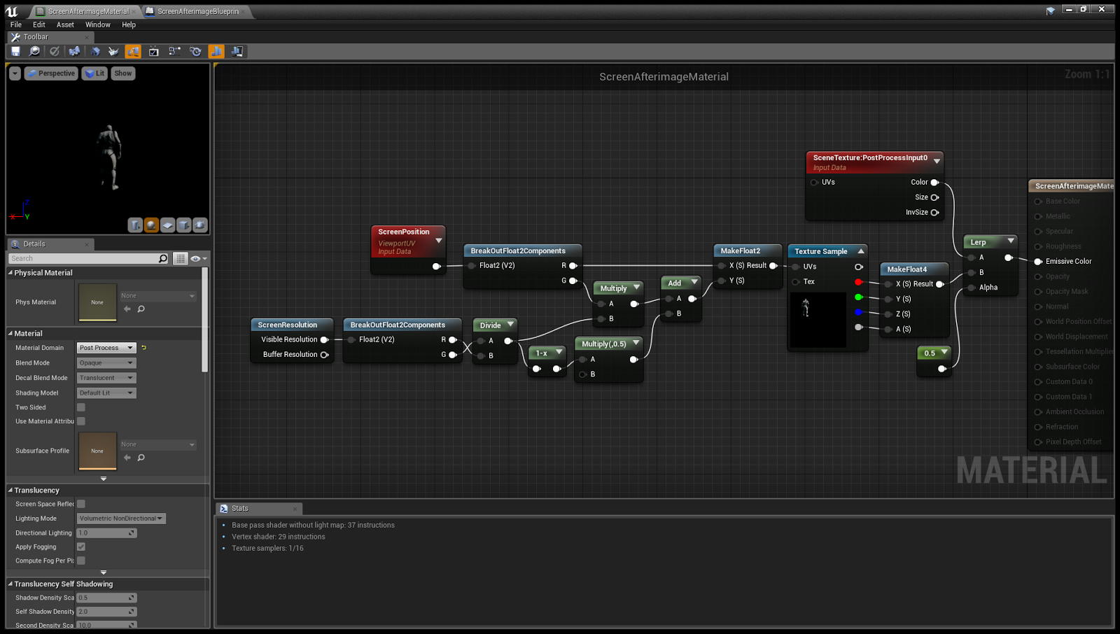 Full screen afterimage material(Drunken effect).