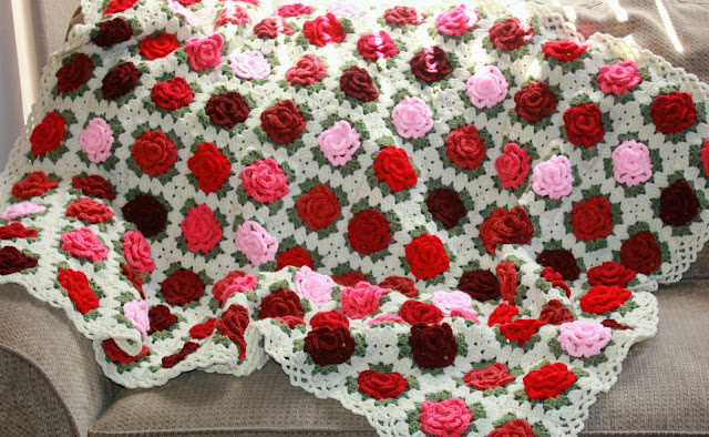 Apple Blossom Dreams: Pink and Red Granny Rose Afghan of Love
