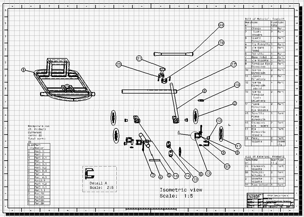 Monoplaza: Plano de Monoplaza (Ensamble Explotado)