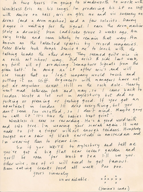 Ian Dury Biography 2010: Ian writes a rock'n'roll love letter