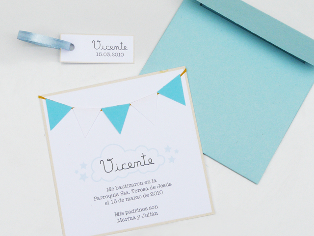 Tinta Azul: Invitaciones con banderines!!