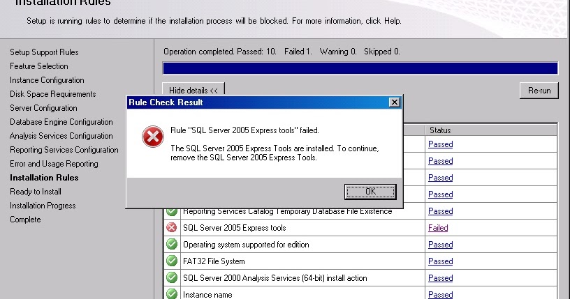 Learn And Share Sql Server Installation Error Rule Sql Server 2005 Express Tools Failed Resolved