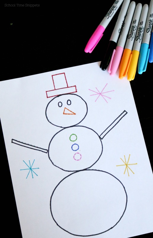 Trace A Snowman Fine Motor Skills Activity | School Time Snippets