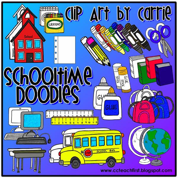 Clip Art by Carrie Teaching First: Schooltime Doodles clip art & FREEBIE
