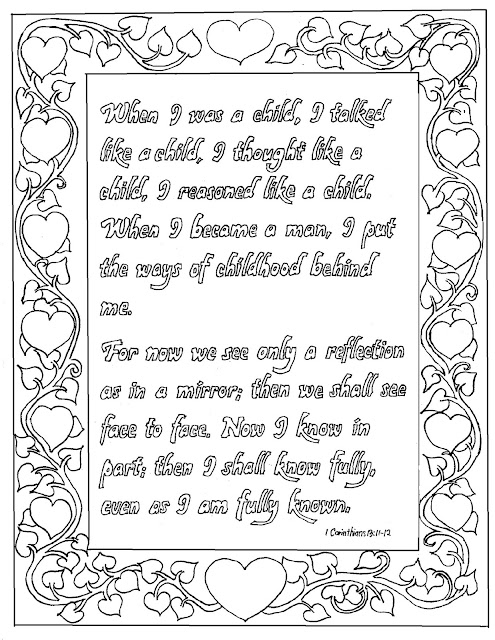 Coloring Pages for Kids by Mr. Adron: Printable 1 Corinthians 13: 11-12 ...