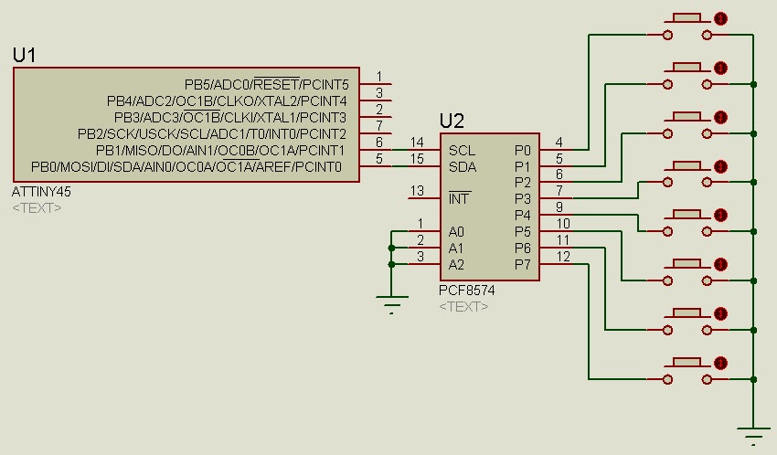 Funduino: Attiny45 I2C PCF8574 input