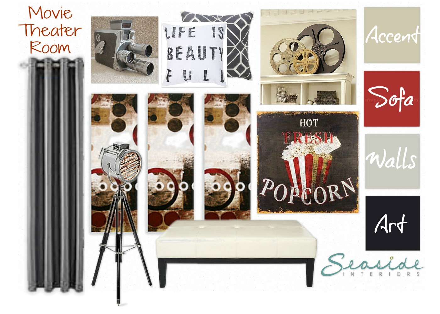 Seaside Interiors: Movie Theater Basement Design