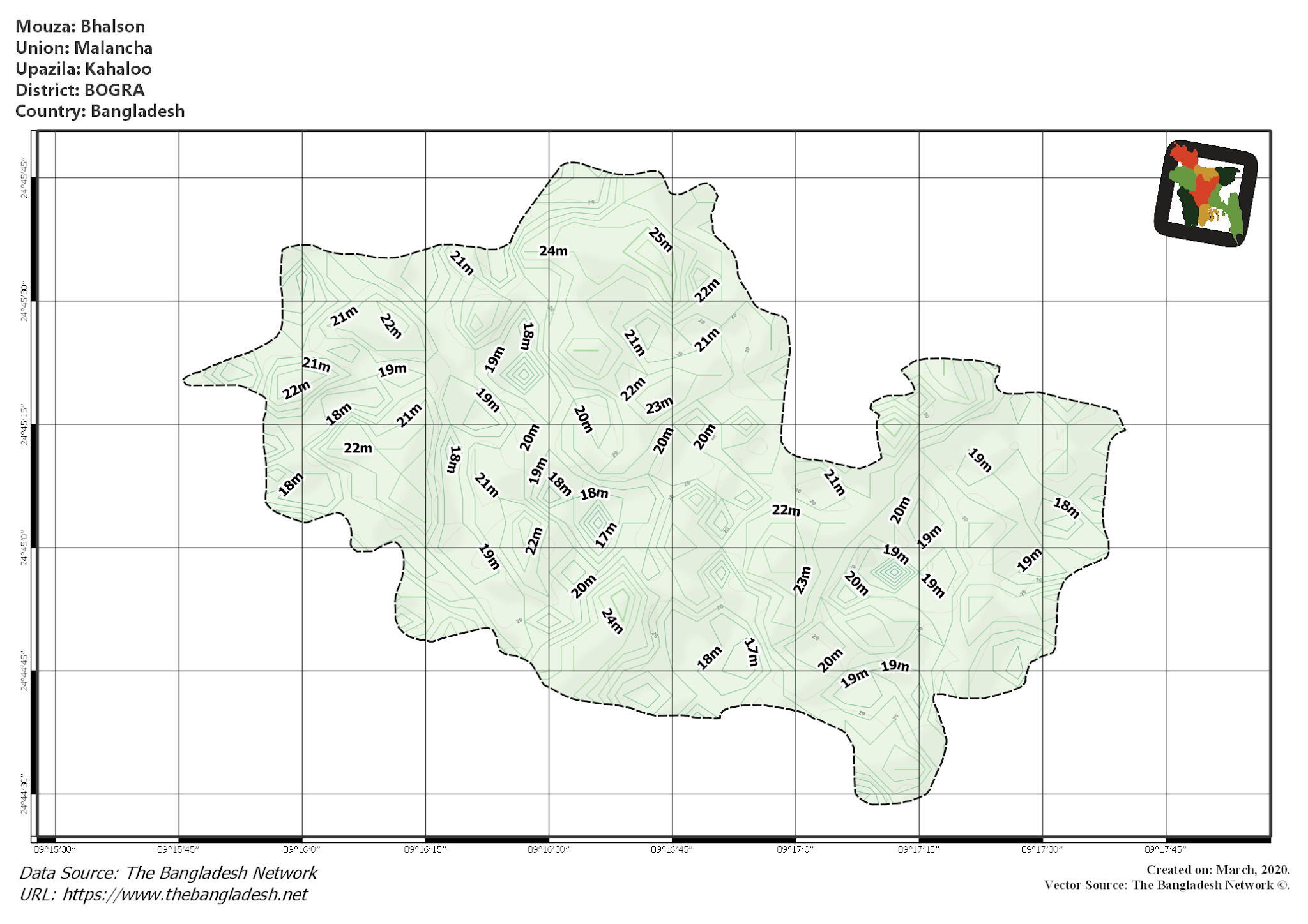 Map of Bhalson Mouza, Kahaloo, Bogra