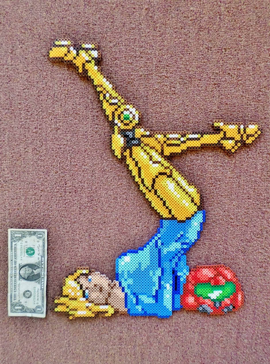 Long Black Fingers : Pin Up Samus (Metroid) Perler Bead