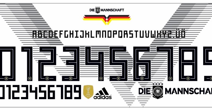 Font Number Football: Font adidas 2018 - Die Mannschaft / Germany - Home