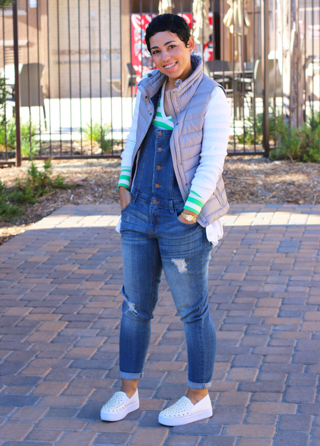 Forever 21 Denim Overalls + Puffer Vest |Fashion, Lifestyle, and DIY