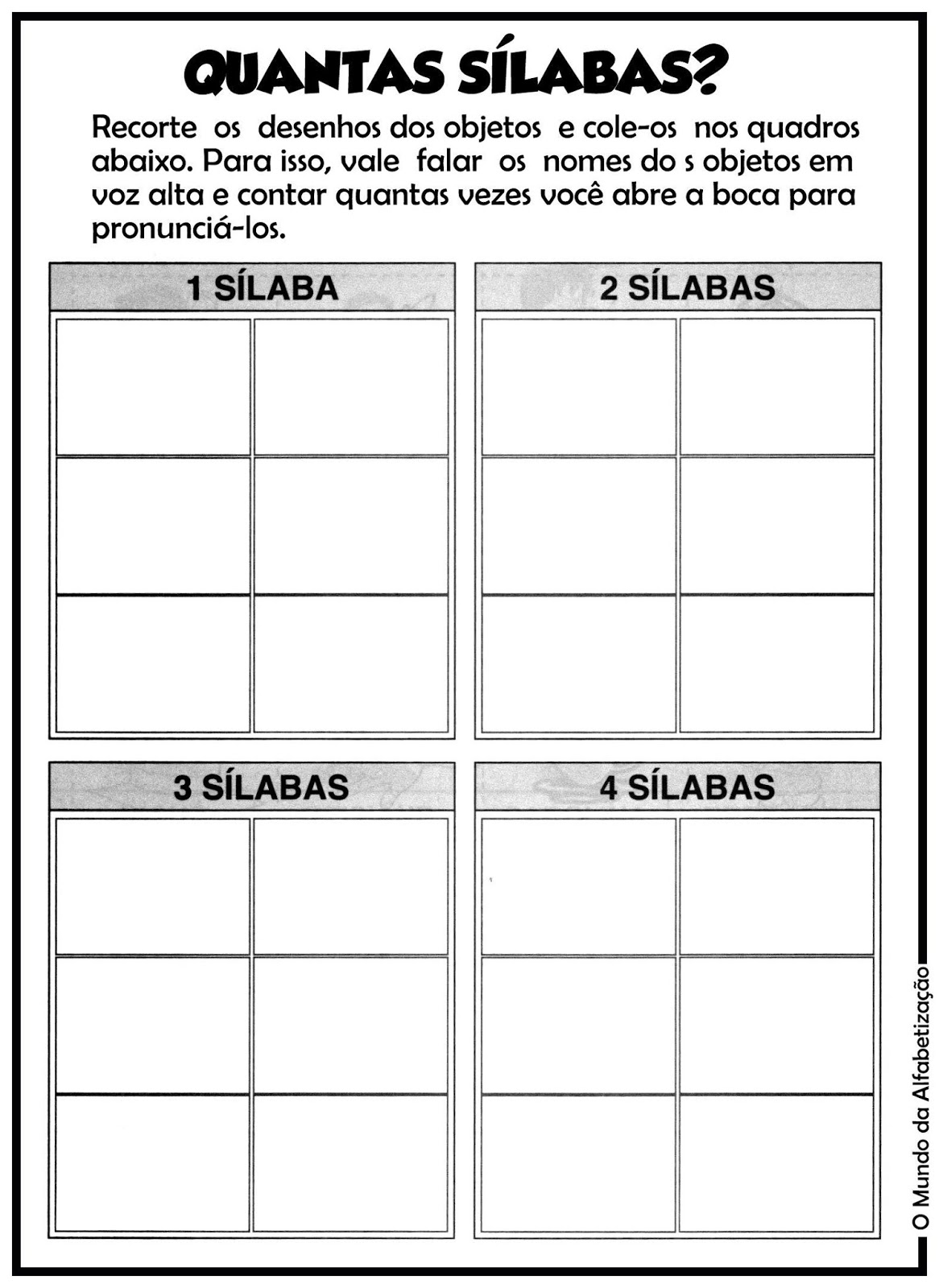 O Mundo da Alfabetização: Contando sílabas