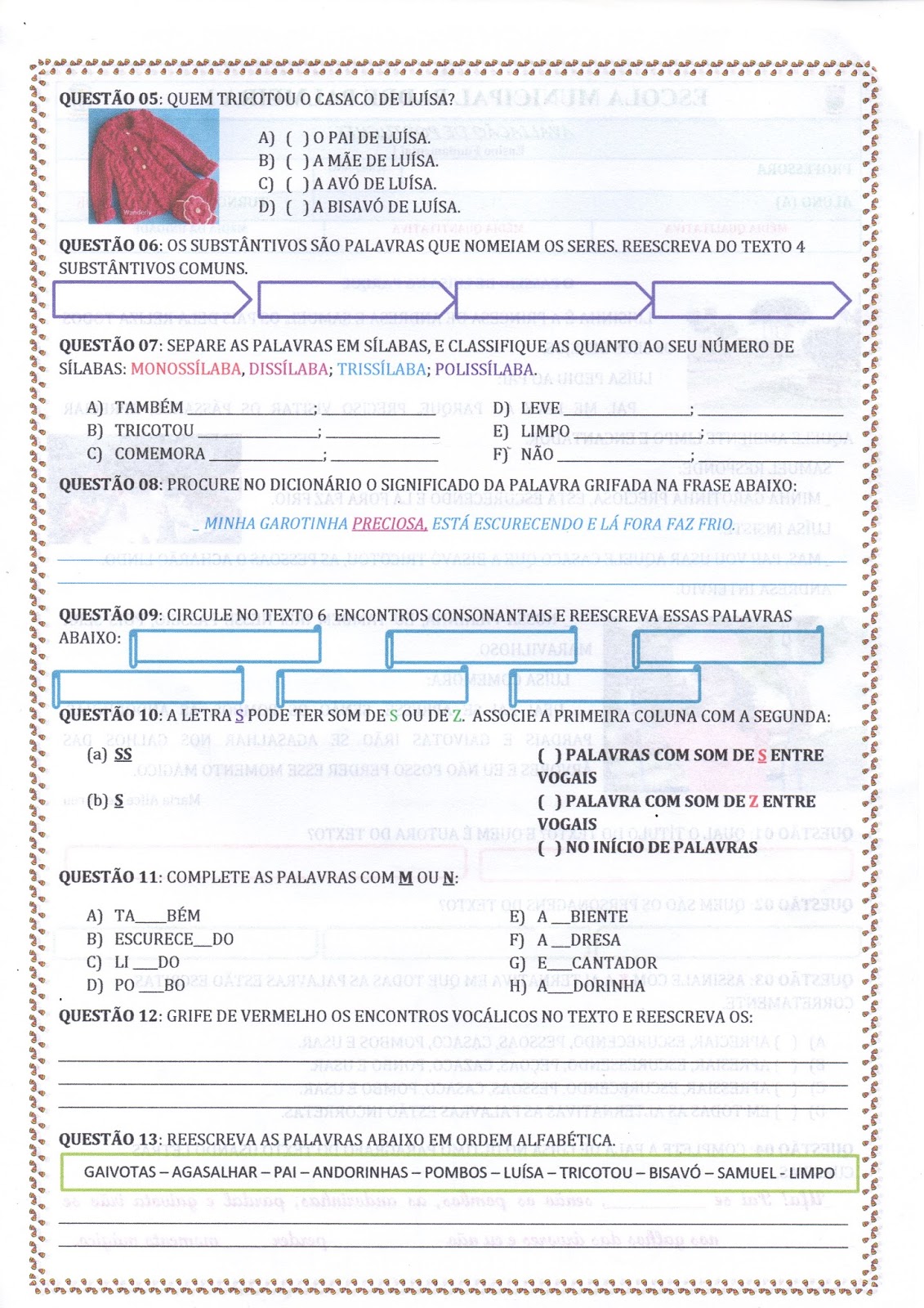 Educmatlogia: Avaliação de Português 2º e 3º ano