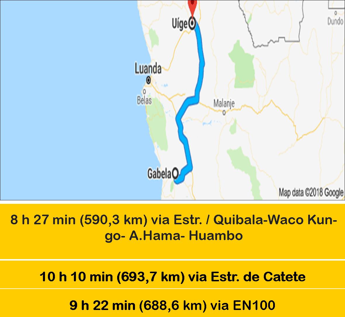DISTÂNCIAS DA GABELA ( AMBOIM) PARA ALGUMAS CIDADES DE ANGOLA