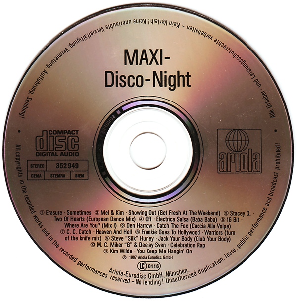 RETRO DISCO HI-NRG: MAXI DISCO NIGHT (Various Artists) Original Maxi ...