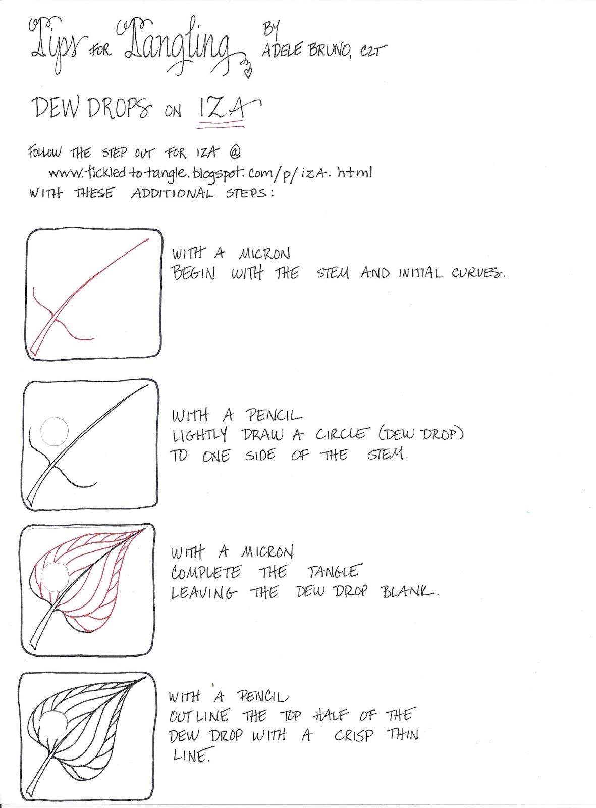 Tickled To Tangle: Tips for Tangling Dew Drops on IZA