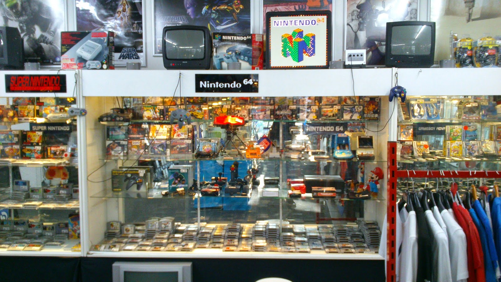 Next to the NES, lies the Super NES with its own collection of games ...