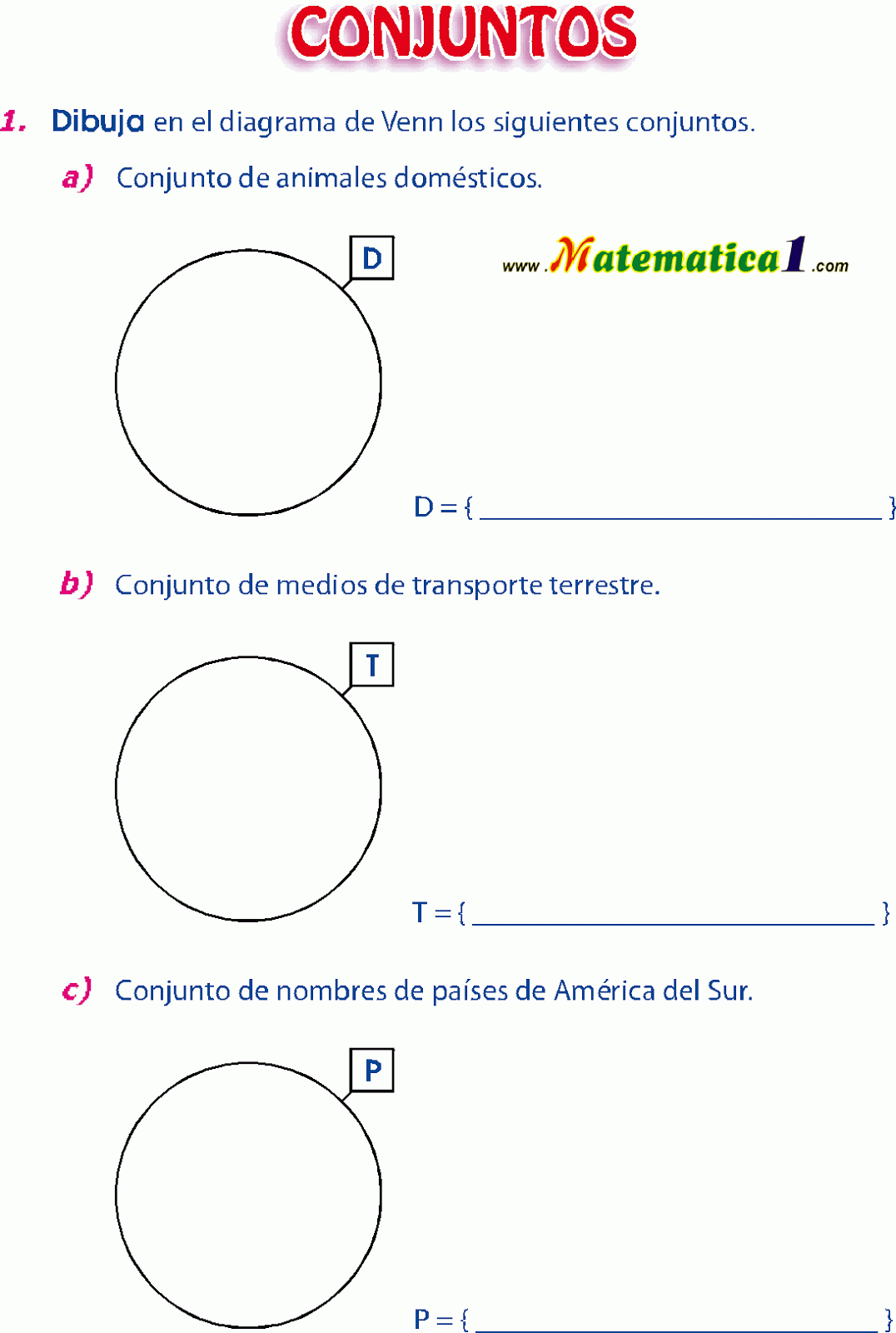 CONOCIENDO LOS CONJUNTOS ACTIVIDADES Y EJERCICIOS DE PRIMERO DE PRIMARIA