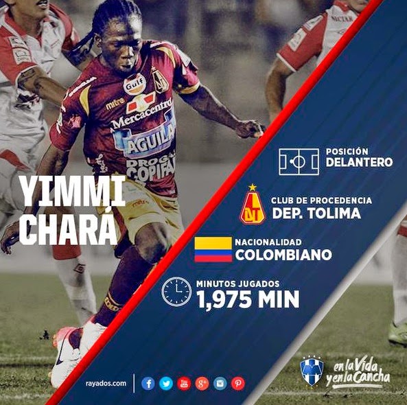 YIMMI CHARÁ FUE CONFIRMADO POR MONTERREY DE MÉXICO COMO NUEVO JUGADOR ...