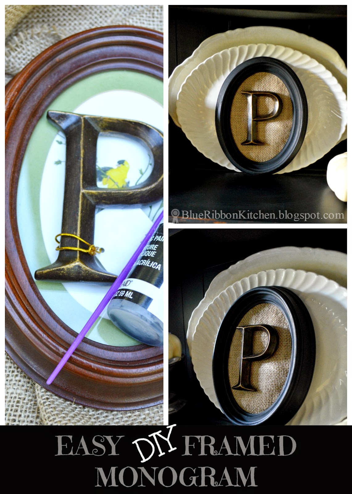 Blue Ribbon Kitchen: EASY FRAMED MONOGRAM