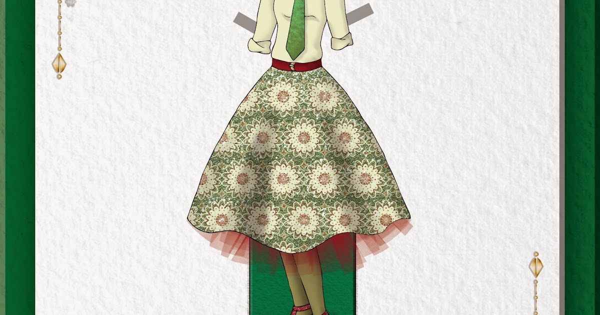 Paper Doll School: December Paper Doll - Outfit 3 in Green