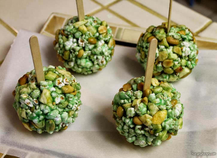 Hungry Harps: Caramel Apple-Popcorn Balls with Peanuts