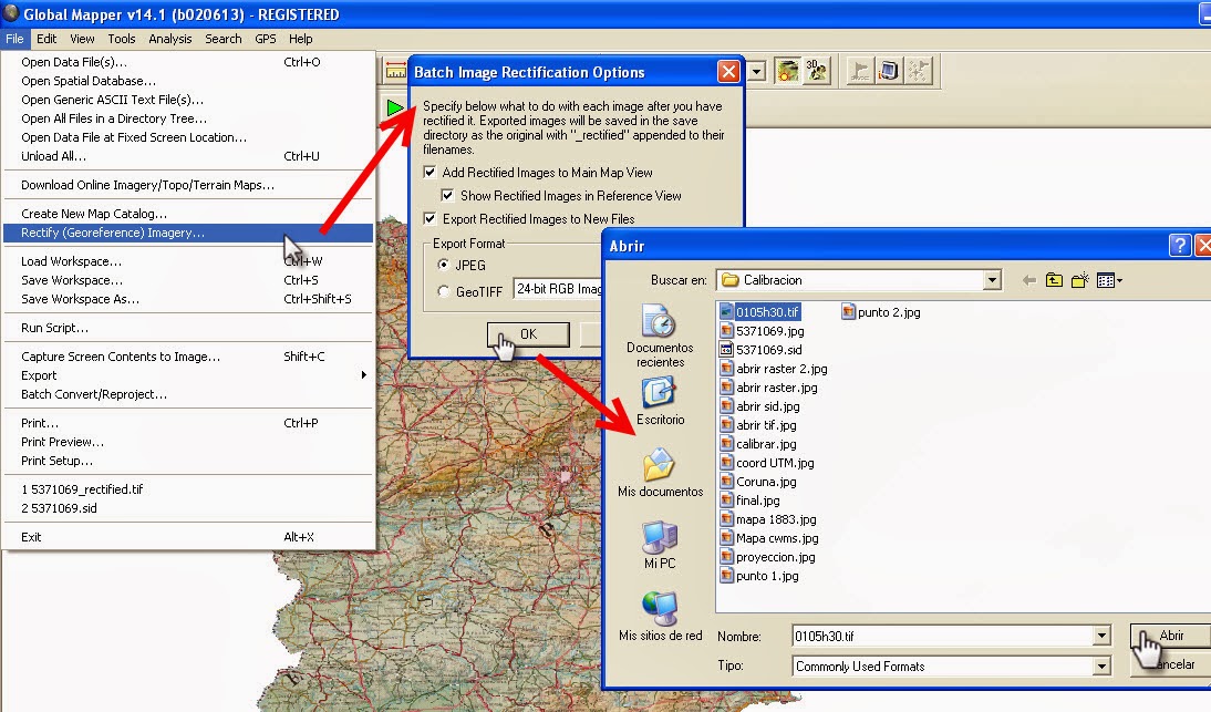 Calibrar mapas con Global Mapper. - EspanaMapa
