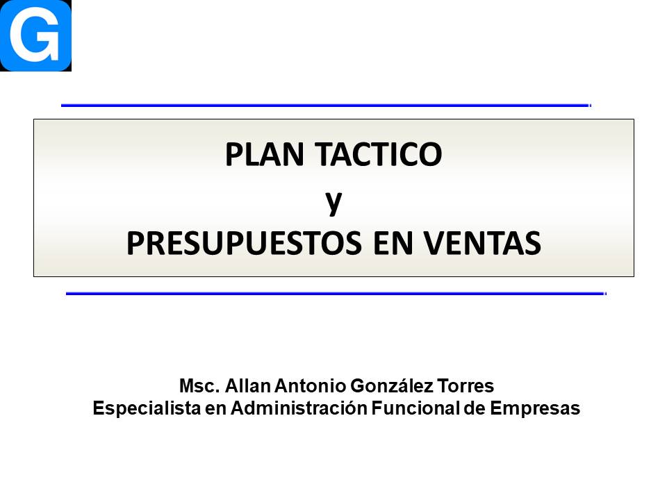 Gerencia De Ventas: Plan Táctico