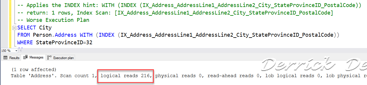 德瑞克：SQL Server 學習筆記: [SQL Server] Look at Execution Plan and index: use Index Hint, WITH ...