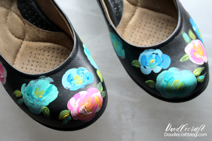 Floral Painted Upcycled Ballet Flat Shoes DIY!