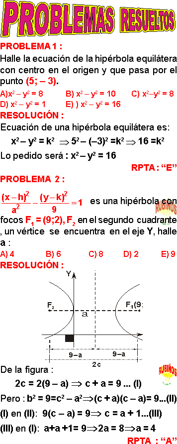 HIPÉRBOLAS PDF EJERCICIOS RESUELTOS
